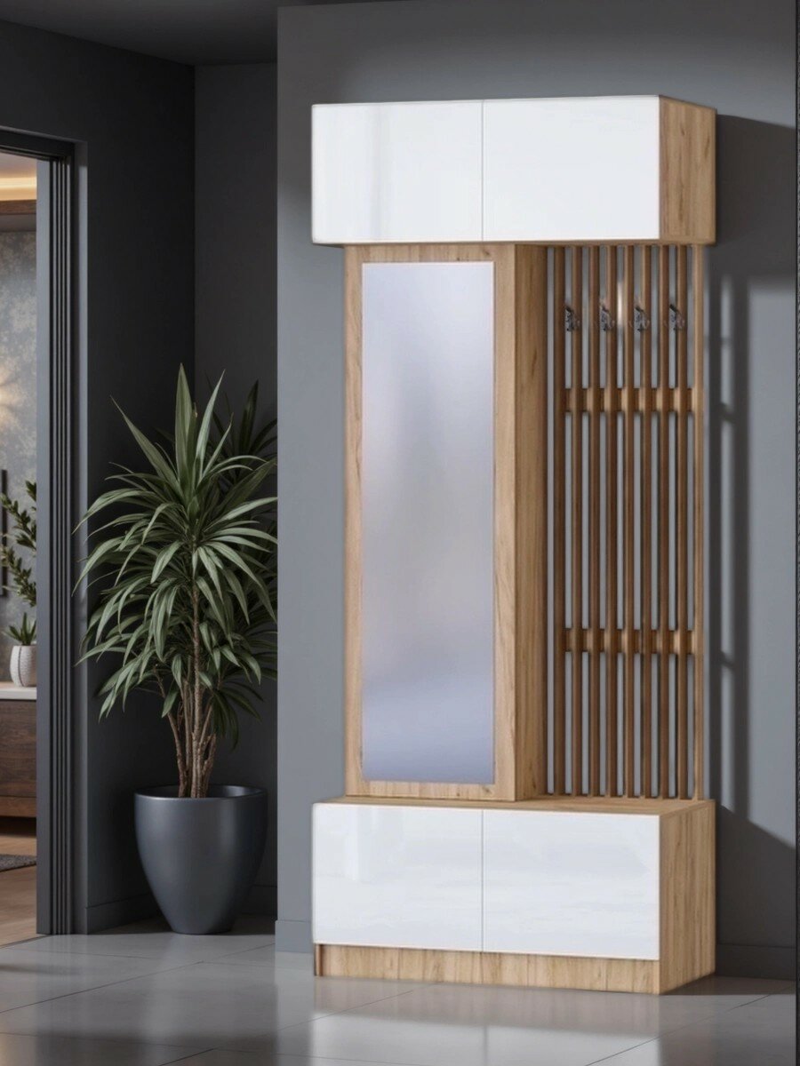 Прихожая Регион 058 Артек, ЛДСП, современный стиль, дуб крафт, белый глянец