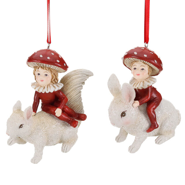 Набор елочных игрушек Лесные Салочки - Mushroom Elves 11 см, 2 шт, Goodwill, D42003-набор