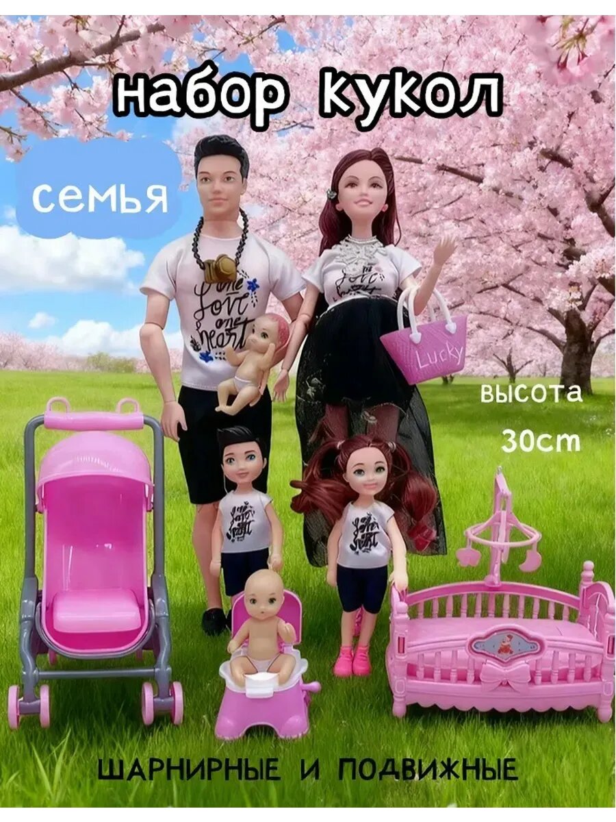 Куклы в наборе Семья с аксессуарами Барби Кен