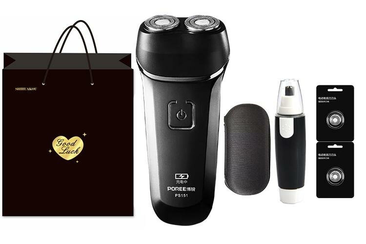 Электробритва мужская POREE PS151, gray, PS151 gray + storage box + nose hair device + 2 cutter heads + love gift bag