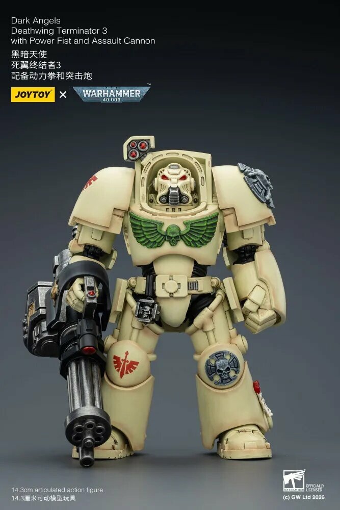 Подвижная фигурка JOYTOY Warhammer 40K 1/18 Action Figures Dark Angels Deathwing Terminator 3 with Power Fist and Assault Cannon