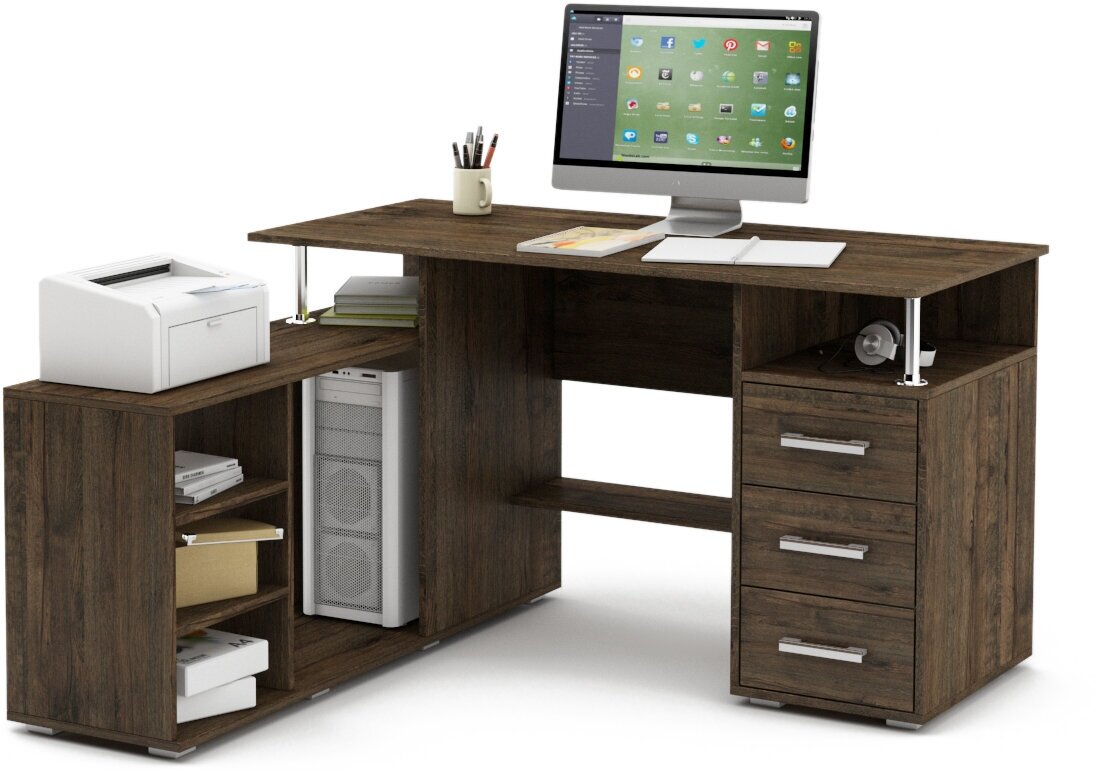 Компьютерный стол Амбер (Реал) 11, угловой, с отделением для системного блока