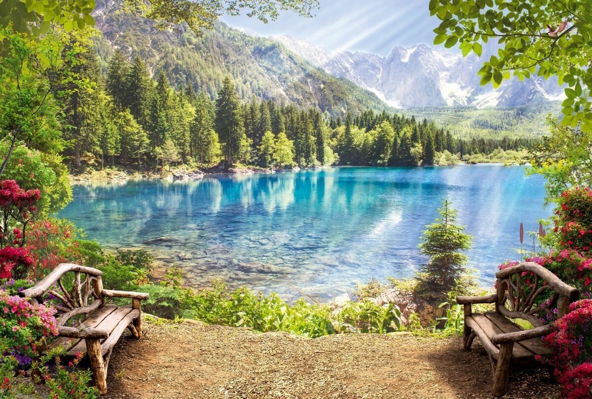 Фотообои флизелиновые с виниловым покрытием Фантастическое озеро И 1785 400х270см
