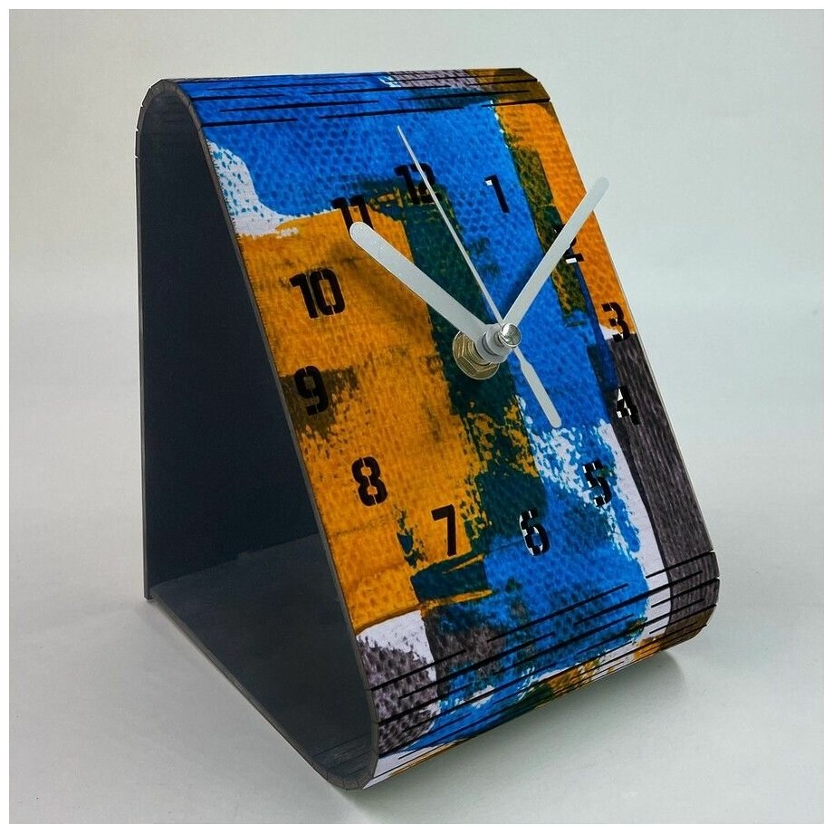 Настольные деревянные бесшумные часы цвета венге с УФ принтом Узоры Часы - 19