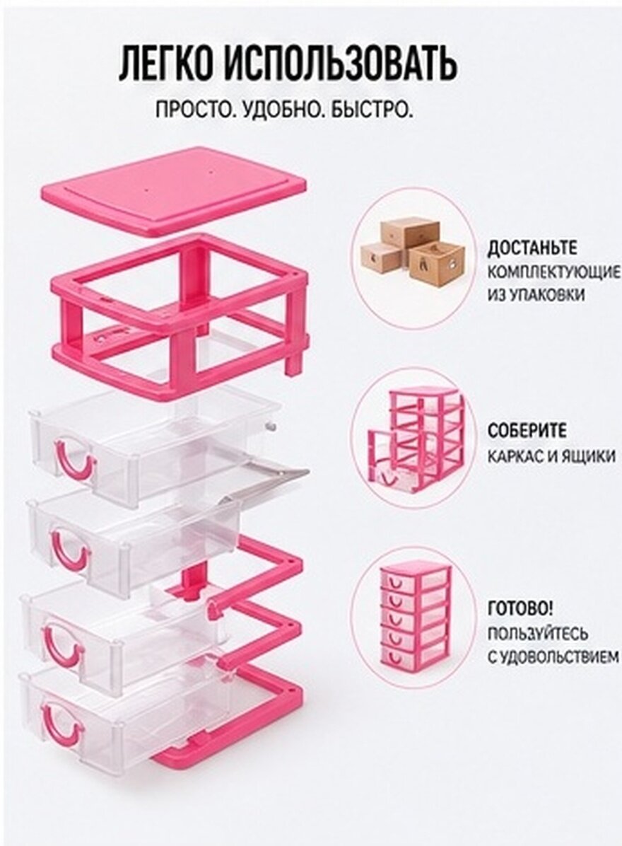 Органайзер Для Макияжа С 5 Ящиками Прозрачный Пластиковый Органайзер Для Десктопа Размер 18.60X13.00X9.00Cm