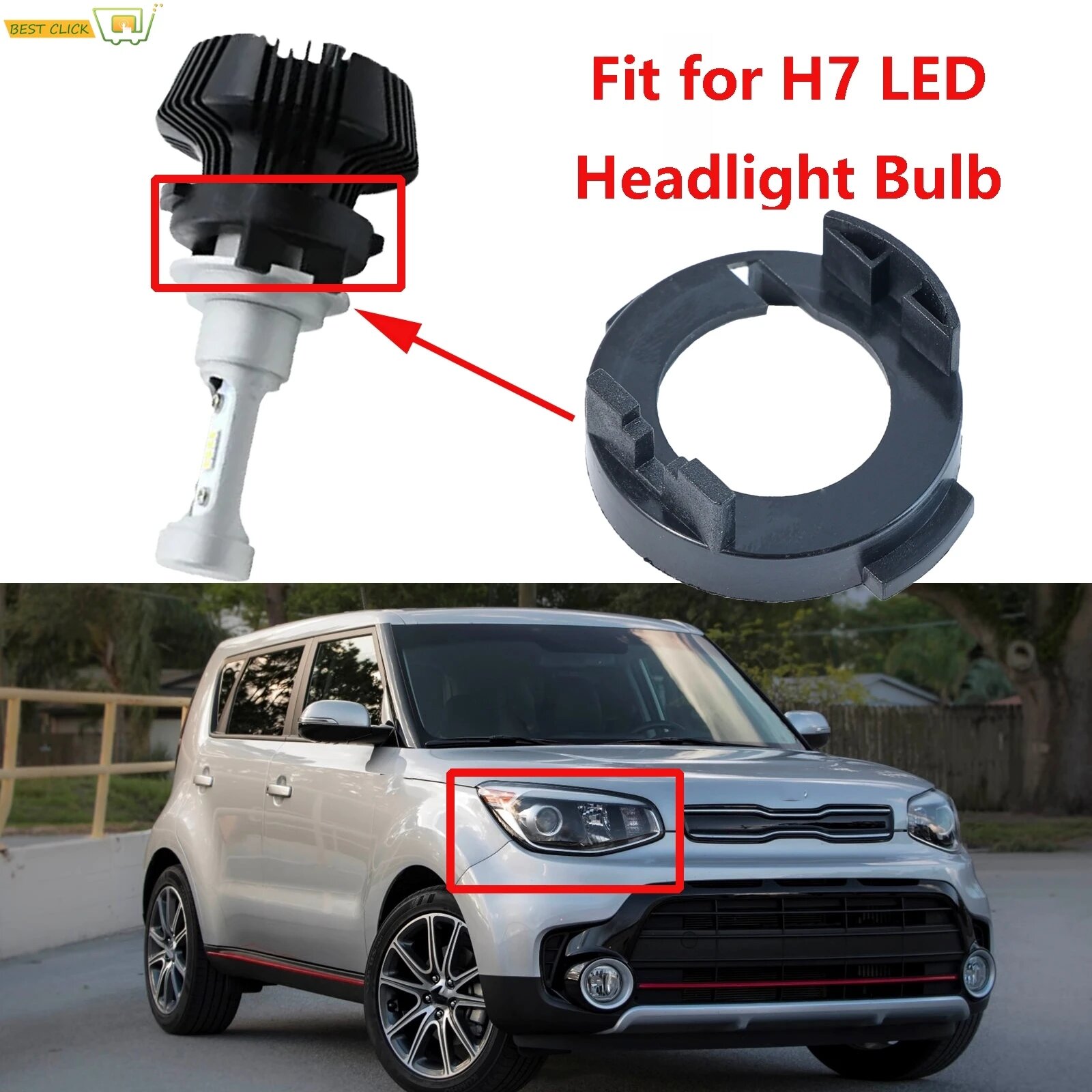 2 шт. для KIA Sedona Carnival Soul Rondo 7 Carens H7 автомобильная светодиодная лампа для фар, адаптер, фиксатор, держатель розетки для фар, зажим