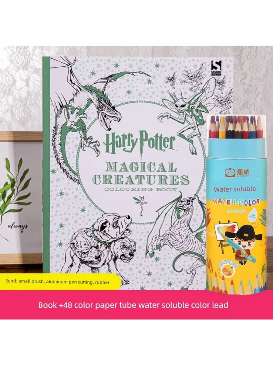 Гарри Поттер раскраска 2-е изд +48 цв. карандаши трубка