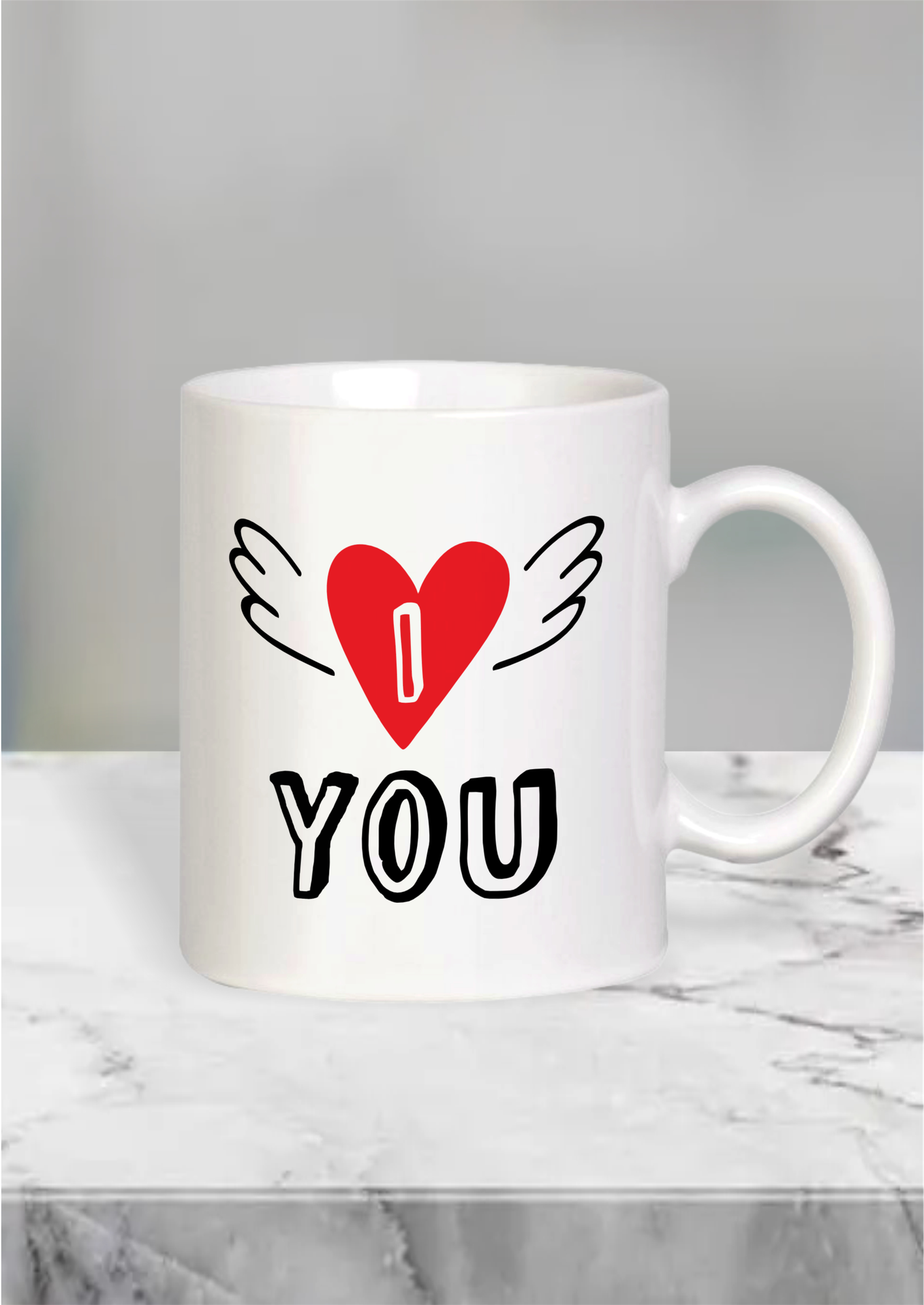 Белая подарочная кружка с принтом из керамики "I love you" для любимого с сердечком, для чая и кофе, объем 330 мл