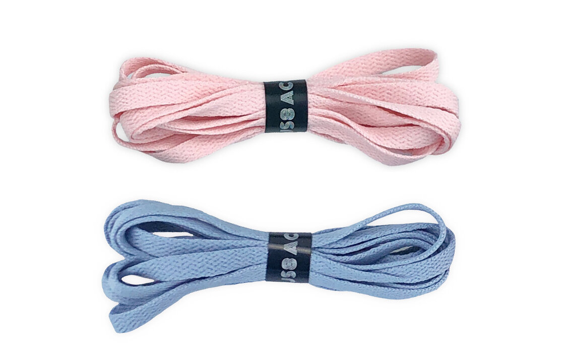 US8ACC Плоские шнурки из полиэстера унисекс, Flat Meat Noodles Shoelace*1 Pack+Flat Tobacco Purple Blue Shoelace*1 Pair, 140CM