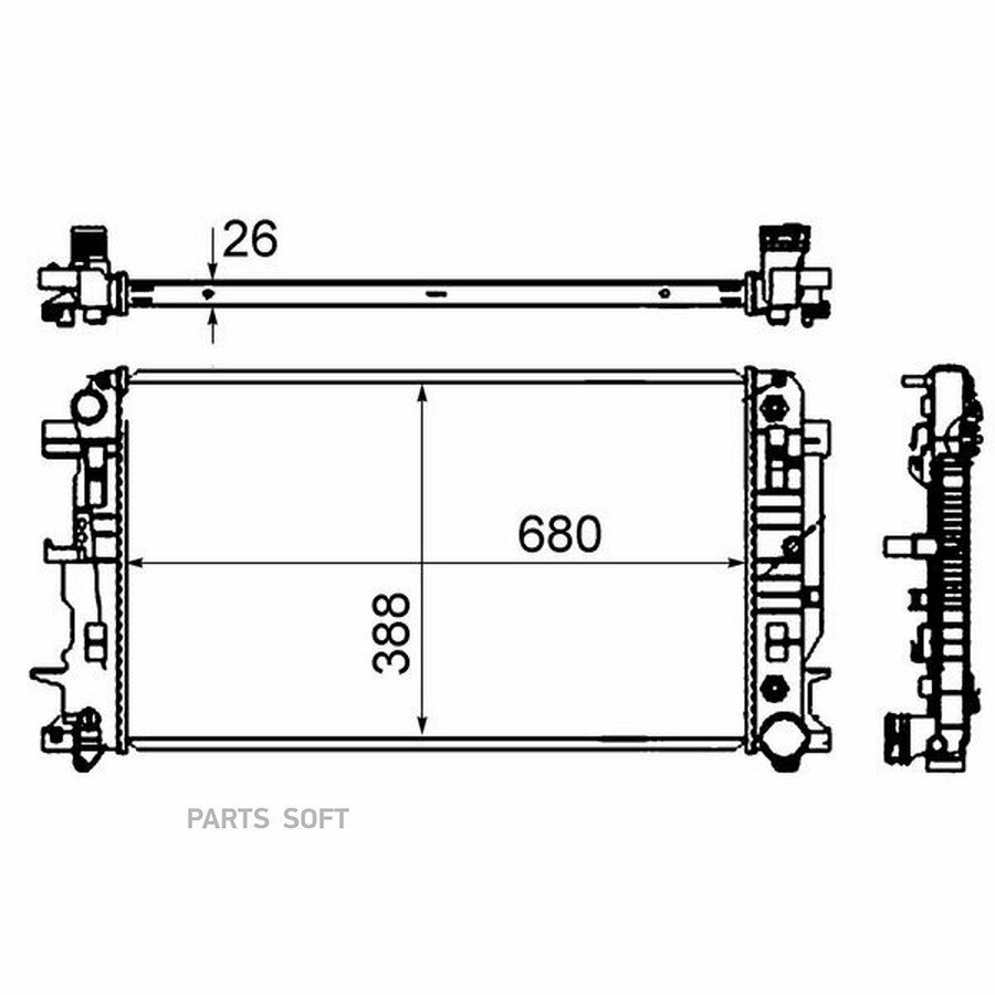 Основной радиатор (двигателя) MERCEDES SPRINTER B9 от официального дистрибьютора, MAHLE, артикул CR62000S