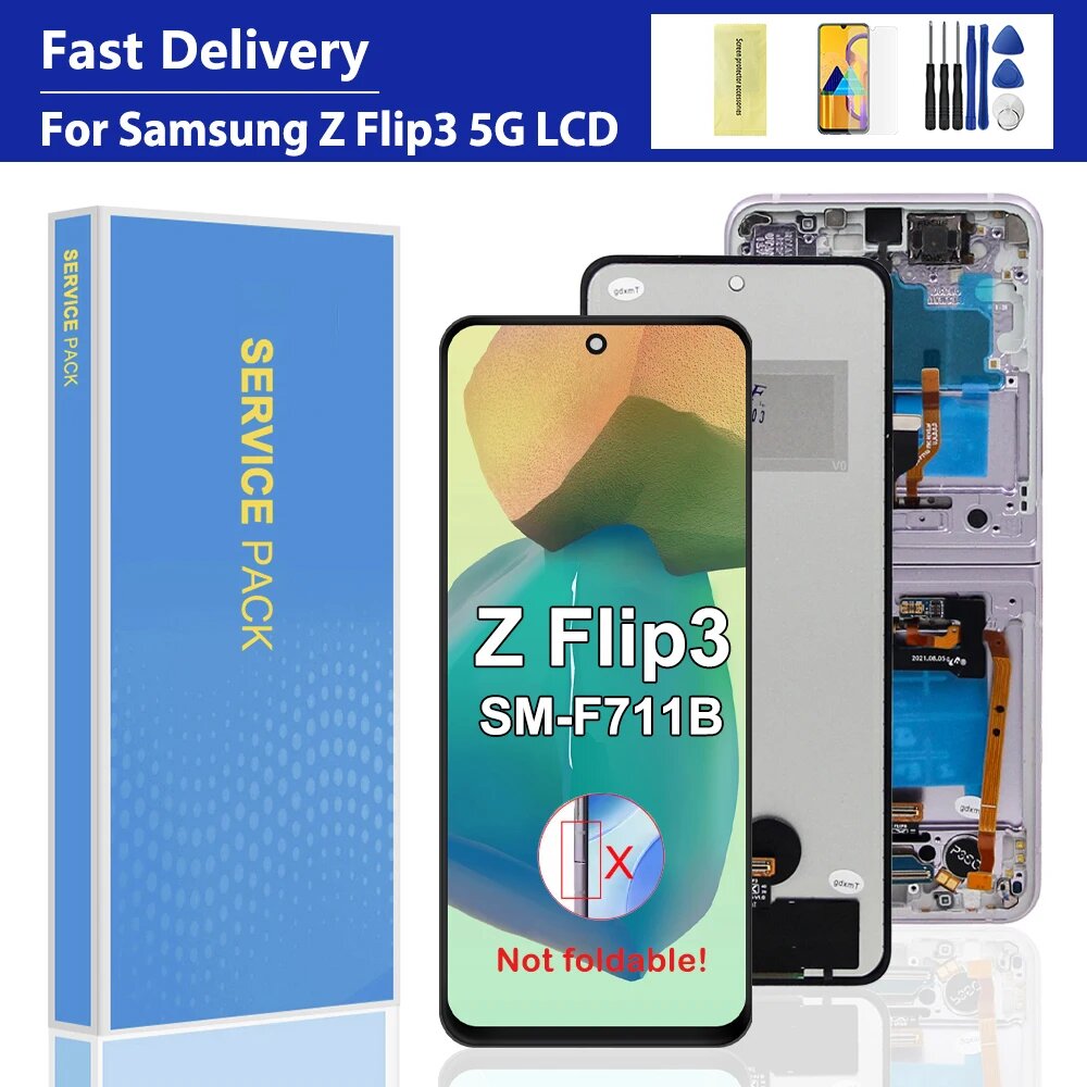 ЖК-дисплей в сборе Samsung Z Flip 3 5G Black No Frame