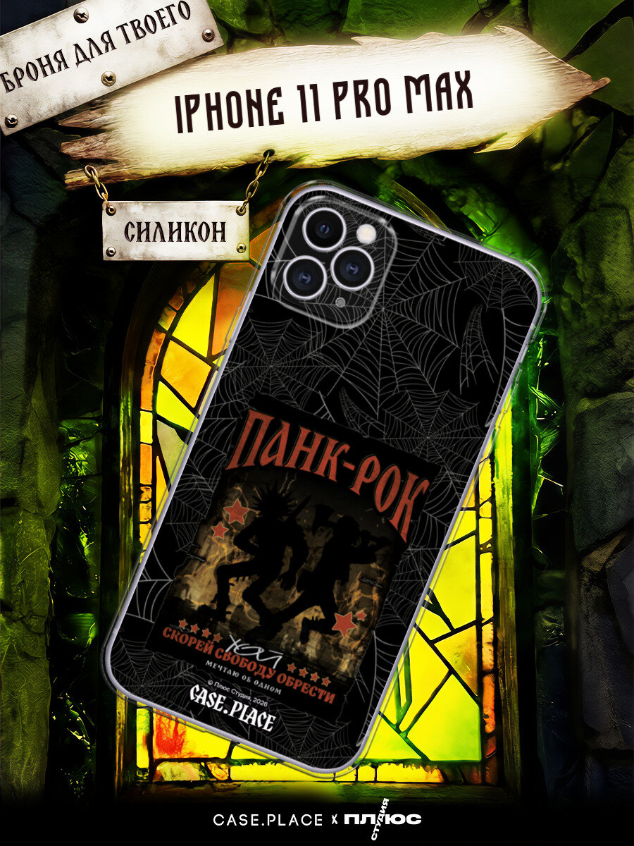 Чехол на Apple iPhone 11 Pro Max / Айфон 11 Про Макс с принтом КИШ. Панк-рок паутина