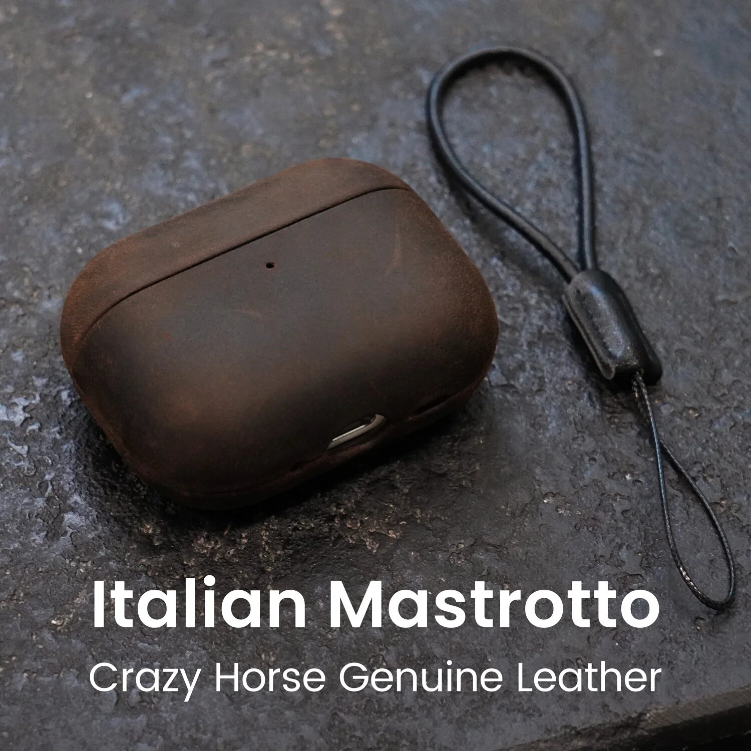 Чехол Crazy Horse из кожи для AirPods Pro 3 2 for AirPods Pro 3, Ferruginous brown