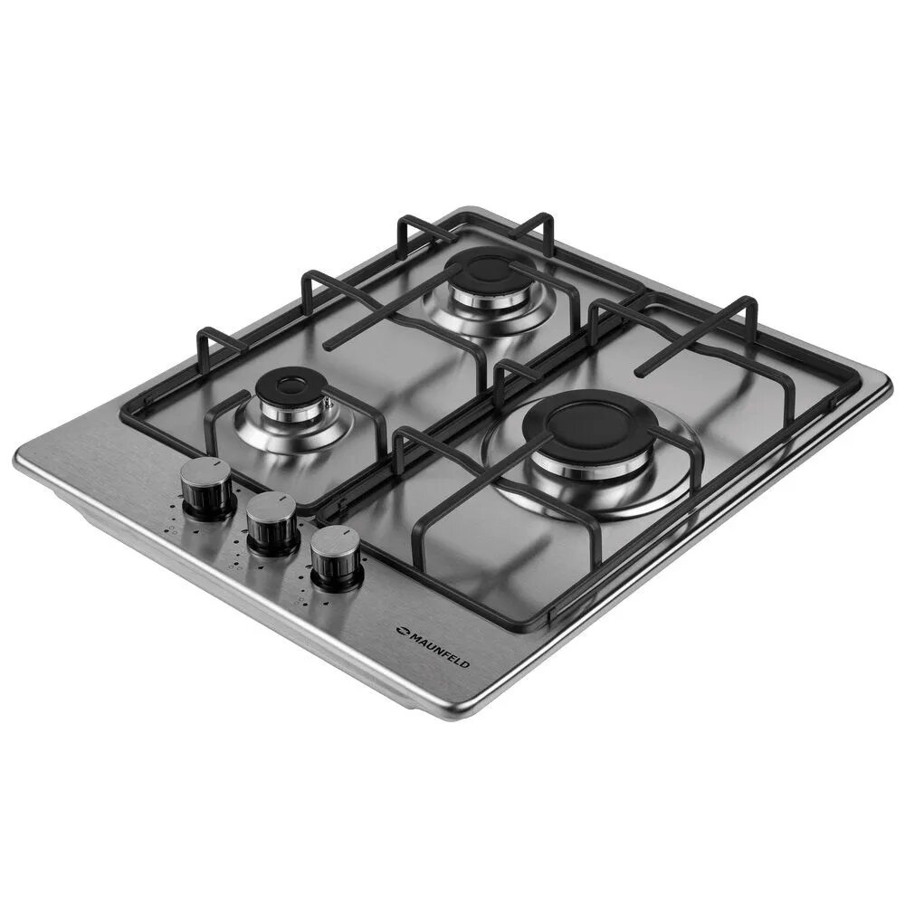 Варочная поверхность MAUNFELD EGHS.43.3STS-ES, нержавеющая сталь, серебристая, газ, 3 конфорки