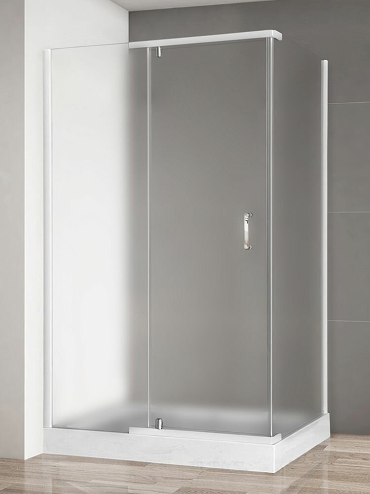 Душевой уголок Royal Bath L стекло матовое профиль белый 6мм прямоугольник 140х80х213 с поддоном