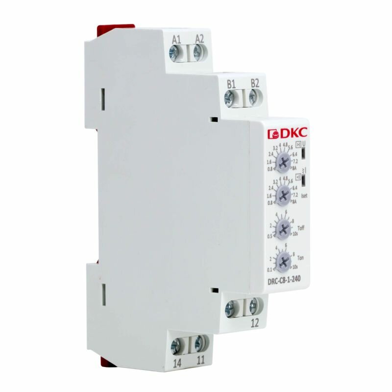Реле контроля тока тип DRC 0.8-8А конфигурация контакта 1CO 24-240 AC/DC DKC DRC-C8-1-240