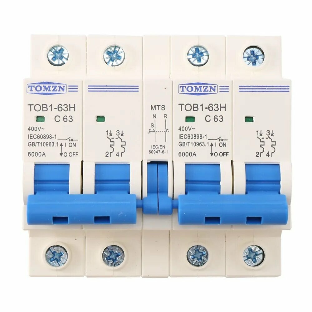 TOMZN 2P + 2P MTS TOMZN AC Dual Power Ручной выключатель автоматического выключателя MCB 50 Гц / 60 Гц, 40A