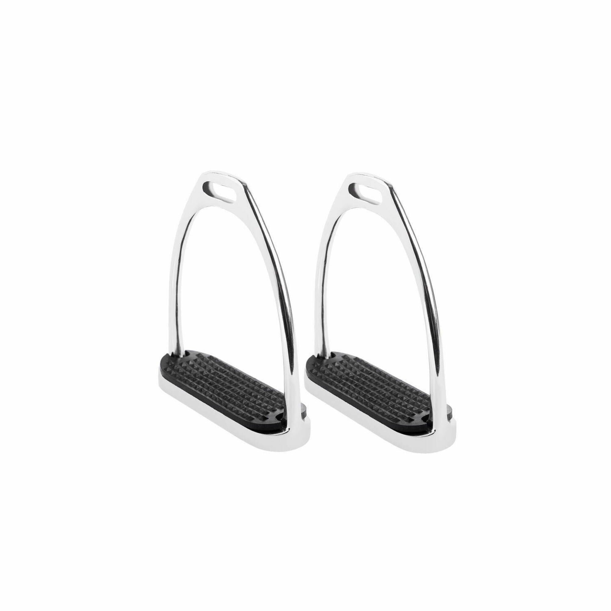 Стремена для верховой езды START из нержавеющей стали, Decathlon, Цвет: Серебристый / Черный, Размер: 115 мм