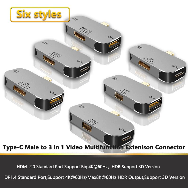 Адаптер USB-C 3 в 1 Mini DP, PD, HDMI, USB — фото 1