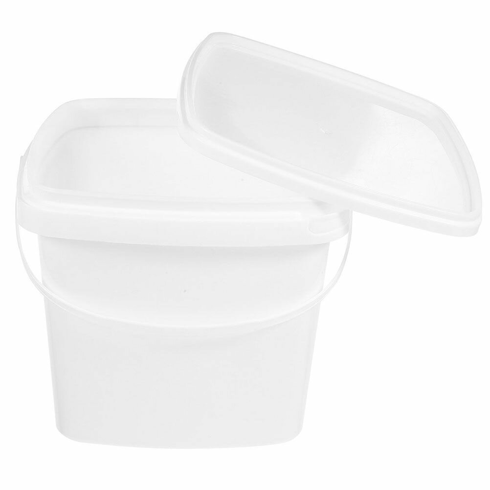 Пластиковое ведро с крышкой и ручкой, белое, 2 л для декора