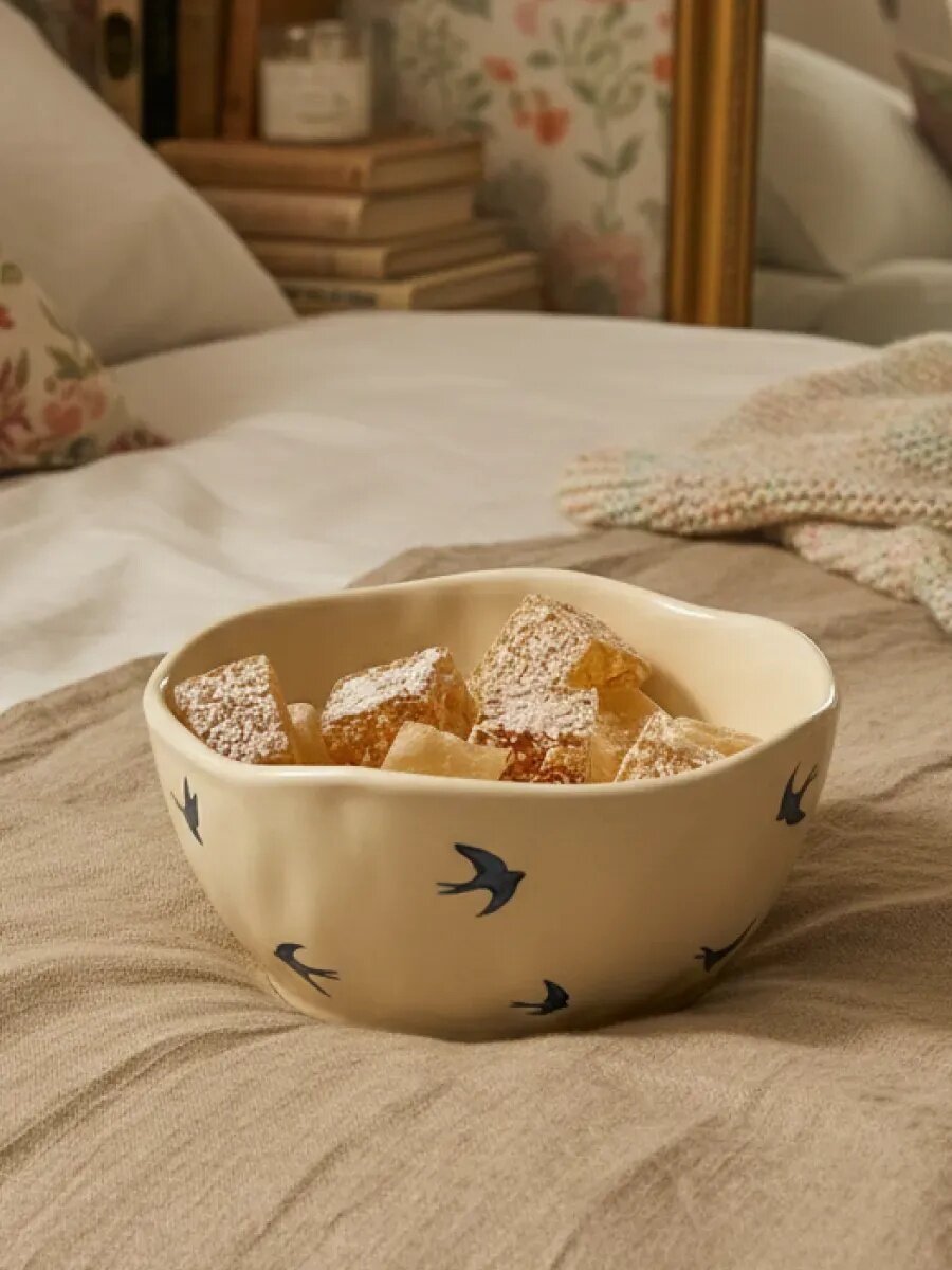 Тарелка от бренда "Тепло в руках" - "Pinterest", керамическая с чайками, обеденная, глубокая, 500мл