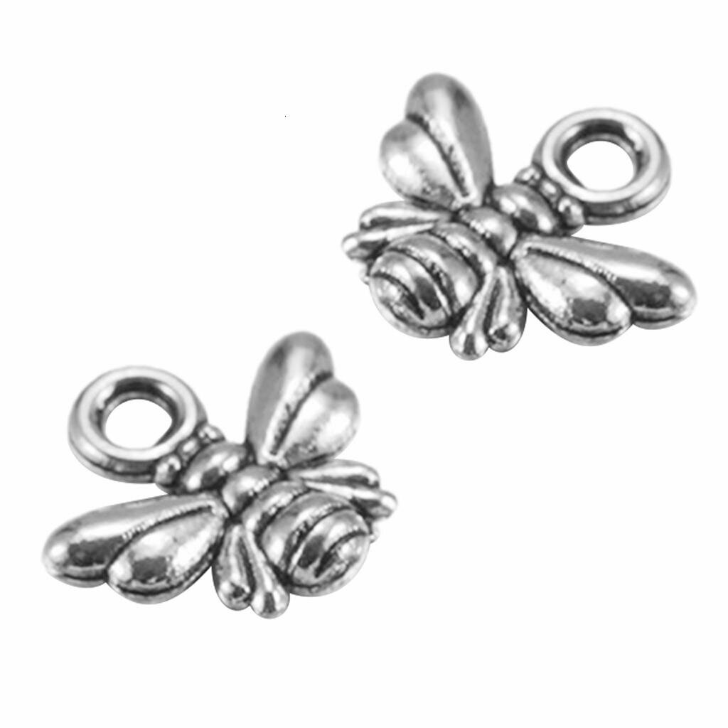 Подвески-пчёлки для бижутерии, 40 шт, Серебро