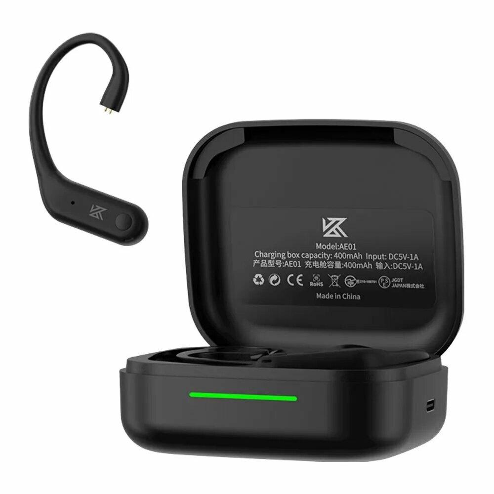 Наушники беспроводные с микрофоном KZ AE01, Bluetooth, USB Type-C, черный
