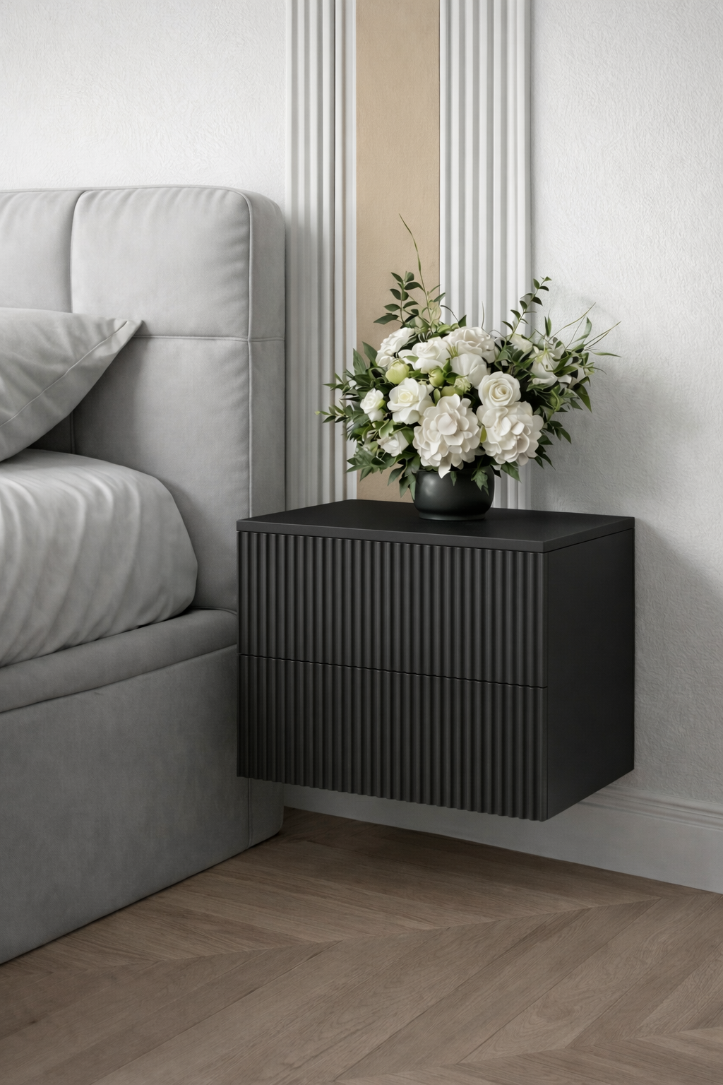 Тумба прикроватная "Моника", подвесная, МДФ, ящик, маленькая, без ручки, в спальню, прихожую, детскую