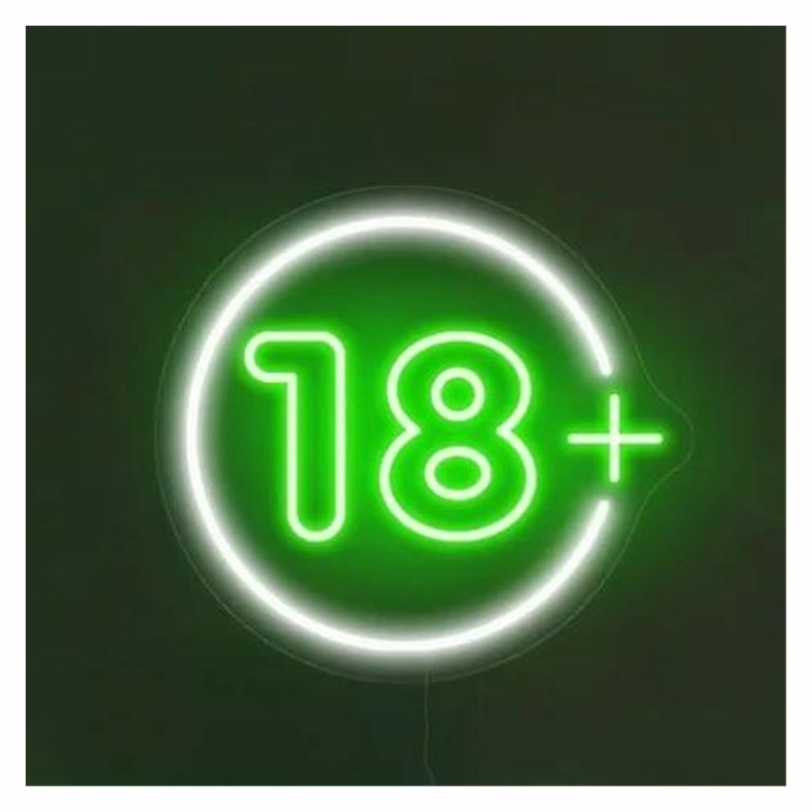 Неоновая Вывеска "18+" 18 Plus LED С Регулируемой Яркостью, Питание От USB, 30 См X 28 См