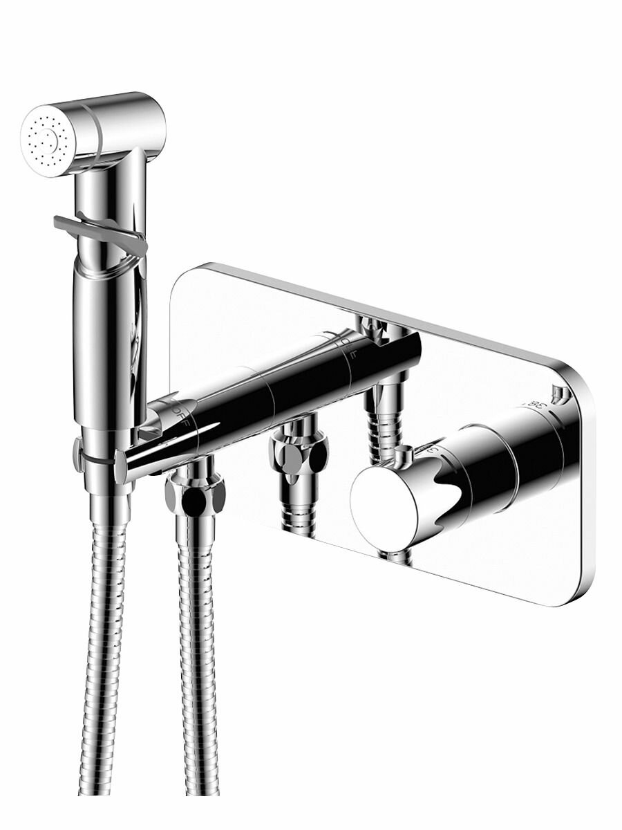 Смеситель с гигиеническим душем Rossinka X25-59 с термостатом