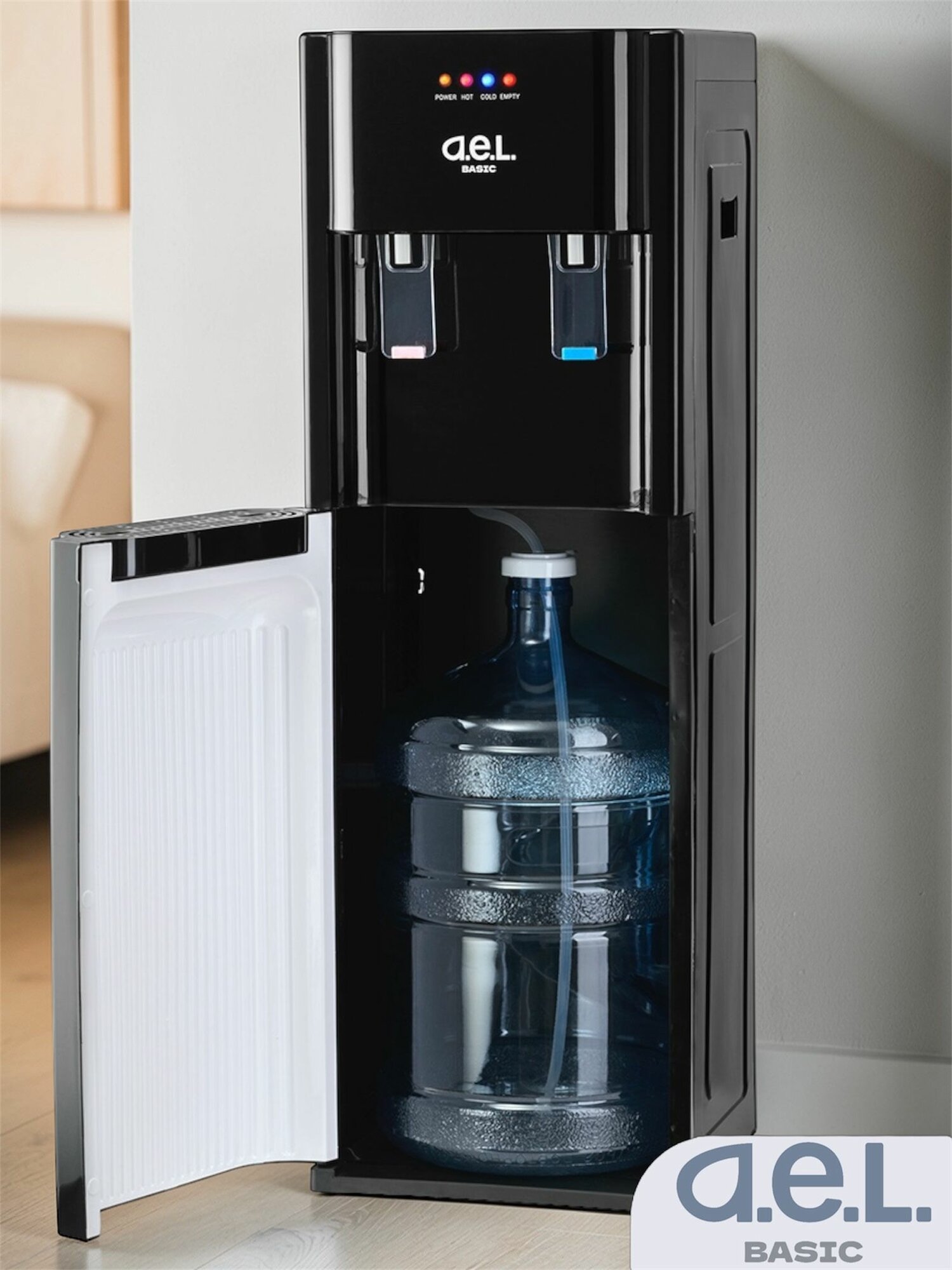 Кулер для воды напольный aeL BASIC LD 816a black с нижней загрузкой и электронным охлаждением — фото 1