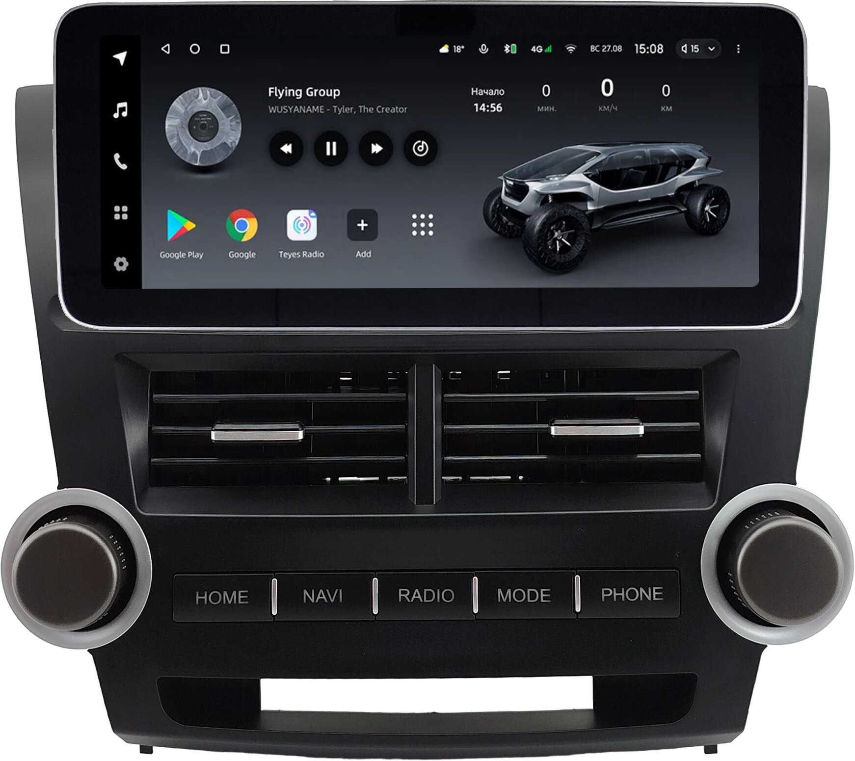 Штатная магнитола Toyota Highlander 2 (U40) 2007-2013 12.3 дюйма Teyes LUX ONE (Round Corner) 6/128 RM-0855 Android 10 (4G-SIM, 6/128, DSP, QLed) Merc