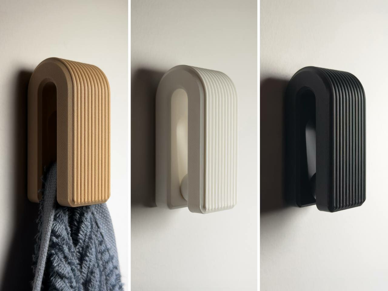 Настенный крючок для одежды и полотенец, дизайнерский 3D, минимализм, крепление без сверления, черный / бежевый / белый