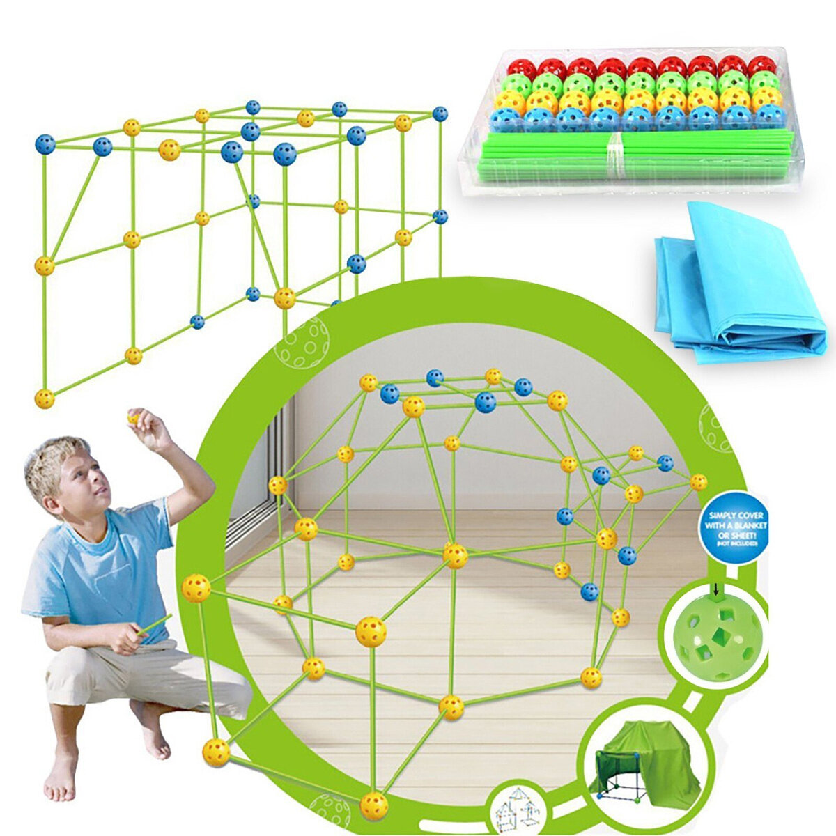 Развивающий конструктор 3D, палатка туннель с легким каркасом