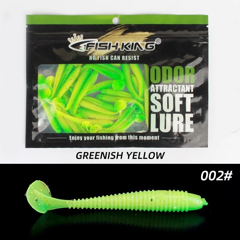 Силиконовые приманки Fish King, Greenish Yellow, 75mm-30Pcs, 02#