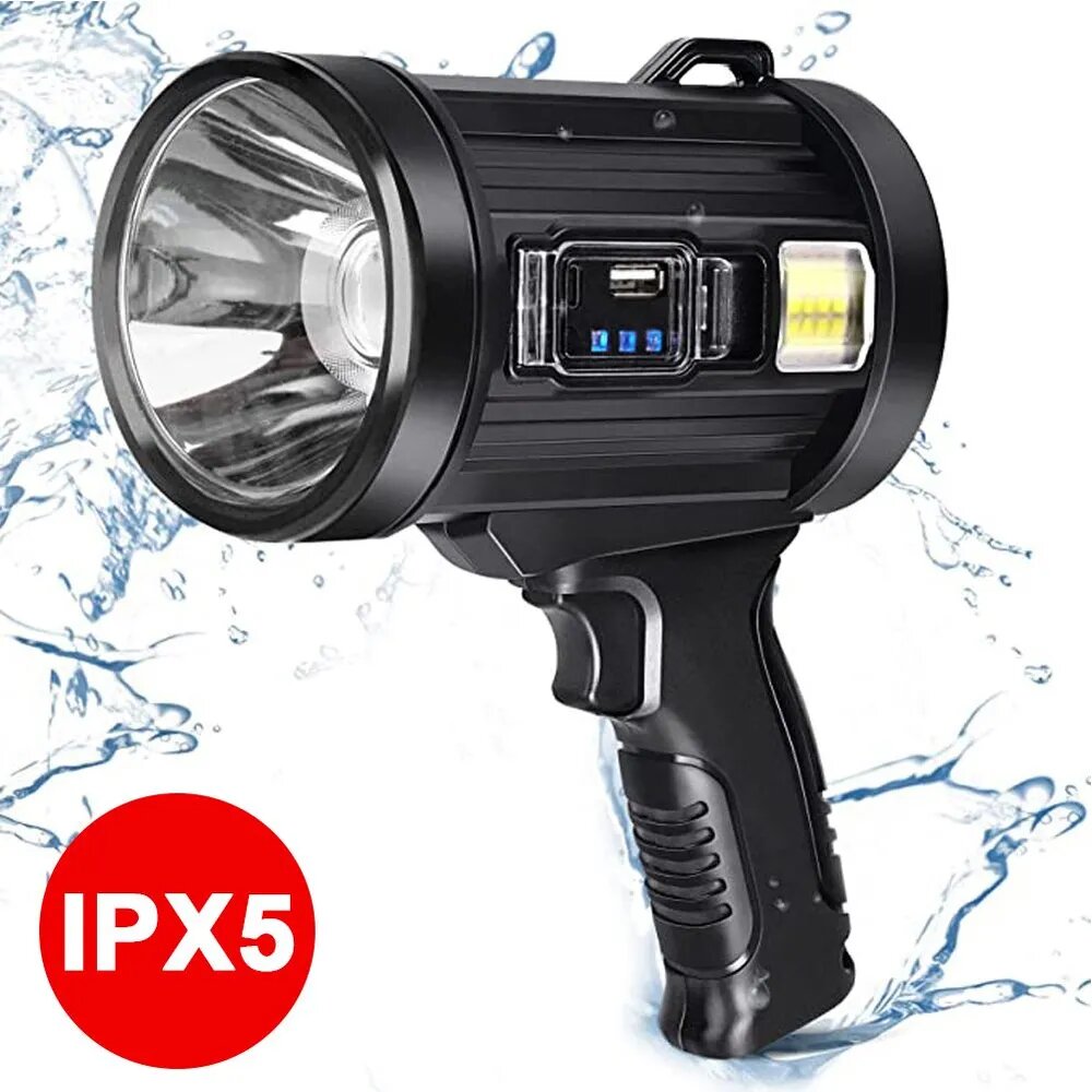 Фонарь-прожектор аккумуляторный светодиодный P90 IPX5 с Power Bank