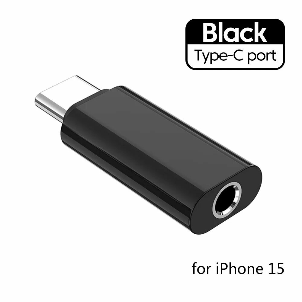 Аудиоадаптер Type-C 3.5 мм Black для iPhone 15