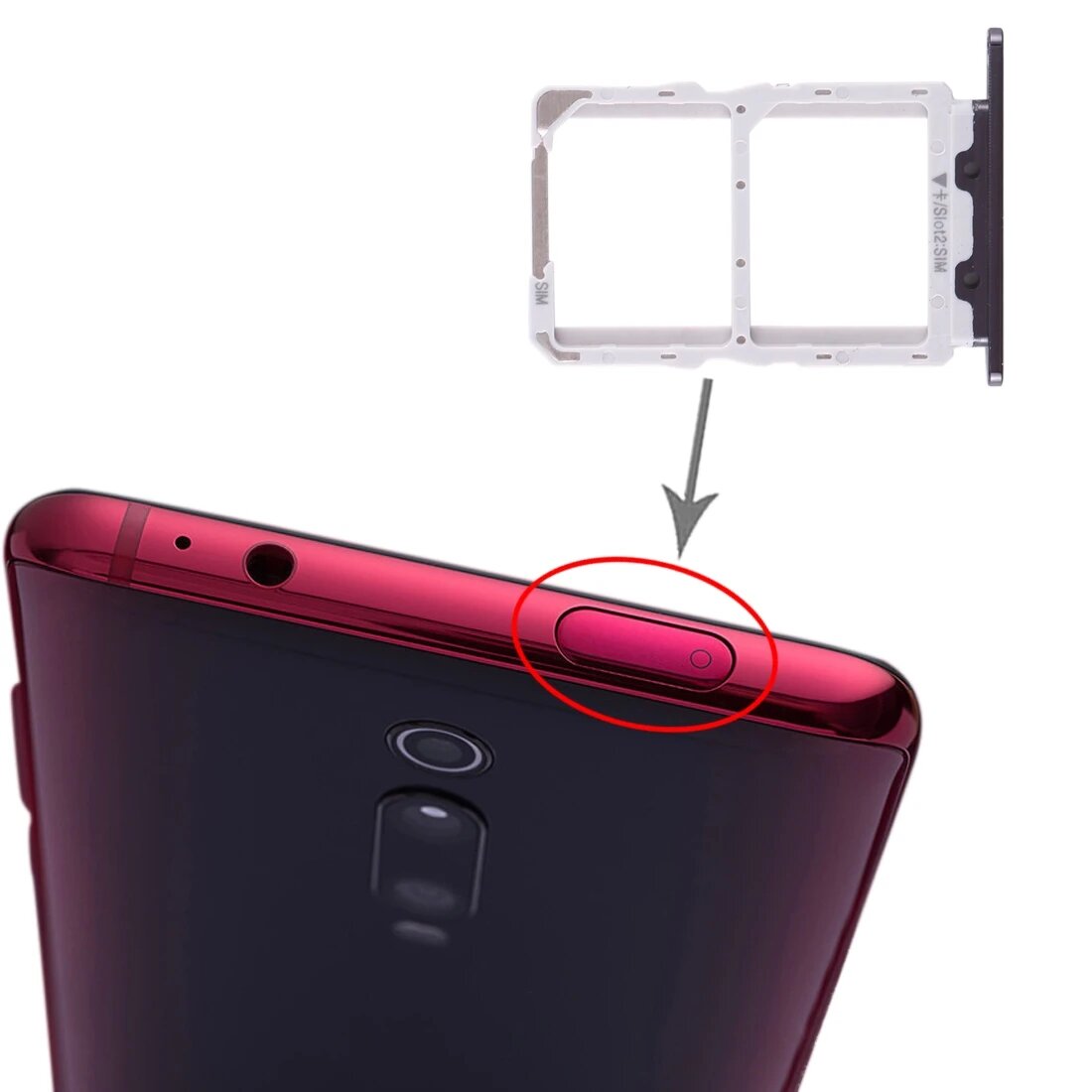 Лоток для SIM-карты + лоток для SIM-карты для Xiaomi Redmi K20 / K20 Pro / Mi 9T / Mi 9T Pro