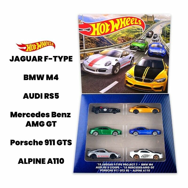 Hot Wheels Mattel, набор из 6 машин 1:64, литые модельные автомобили в подарочной коробке(LEGENDS TOUR2)