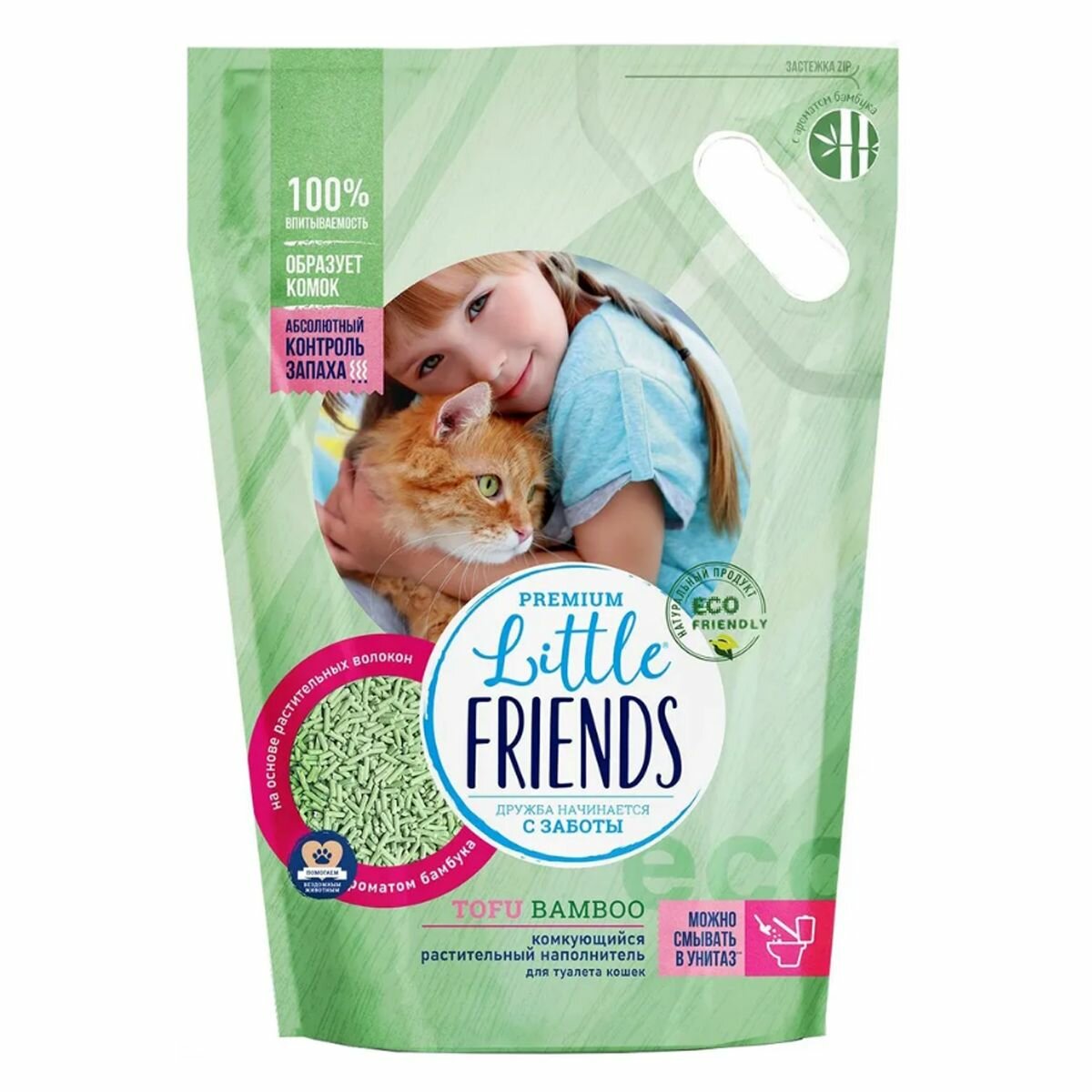 Little Friends Наполнитель комкующийся растительный Tofu Bamboo 5л