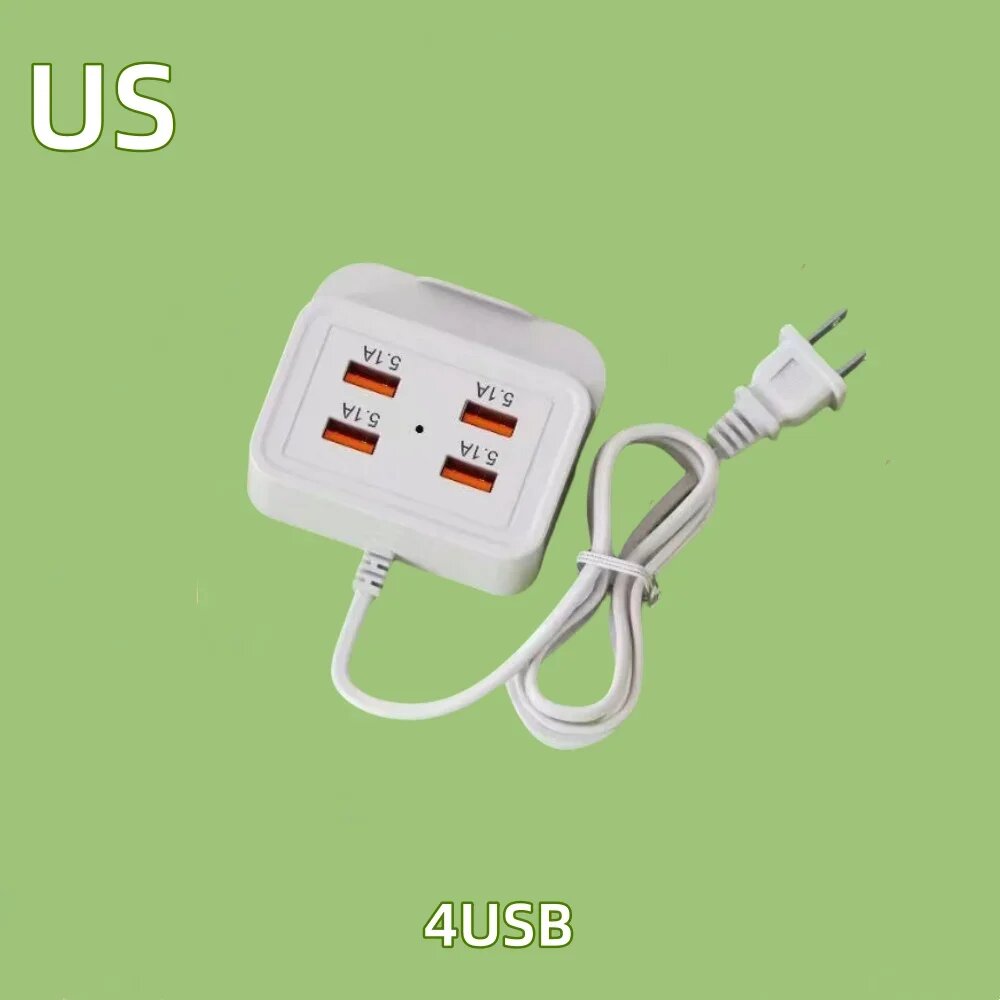 4USB Белое Зарядное Устройство US 5.1A