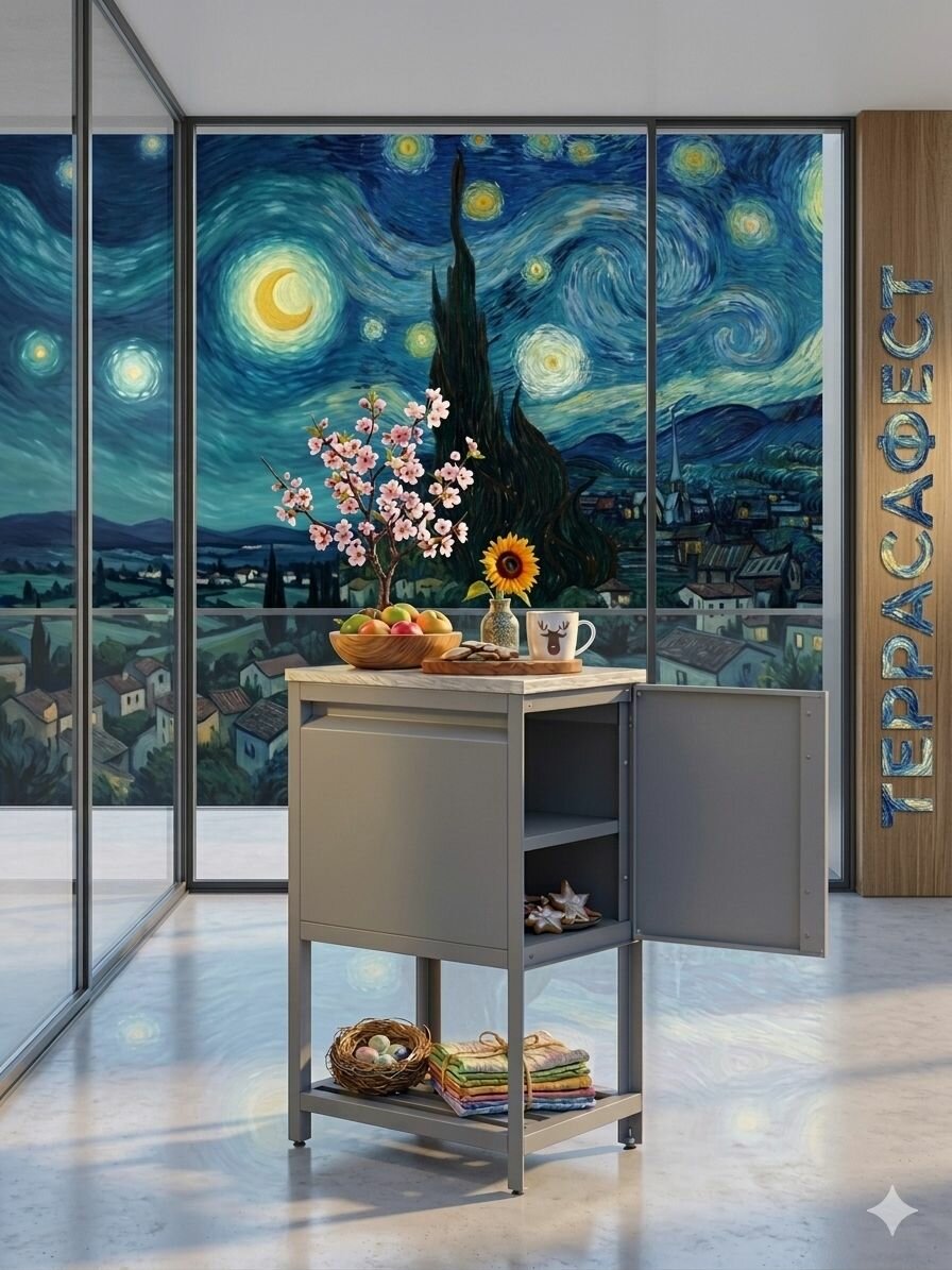 TERRASA: Набор Садовой Кухни - Стол Компакт с Дверцей - Уличная Модульная Кухня