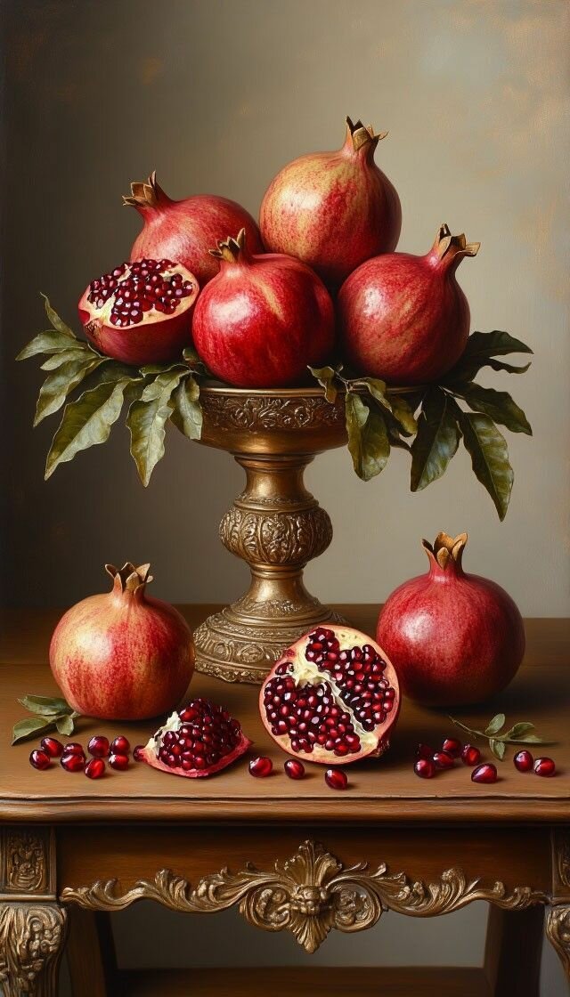 Алмазная живопись "Сочный гранат", 5D, круглая, 40x50 см. Производитель: Brose Art.