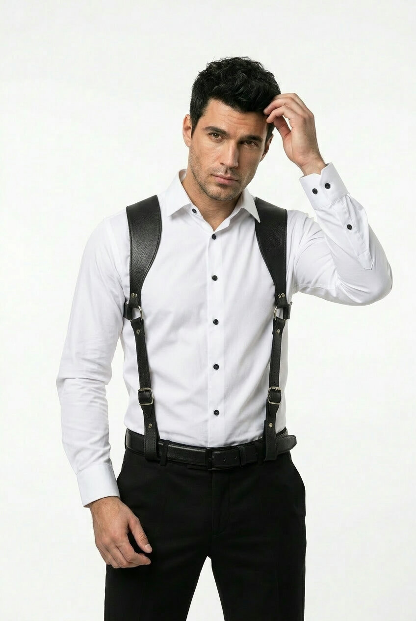 Портупея "Мужской характер", натуральная кожа, размер One Size, чёрная