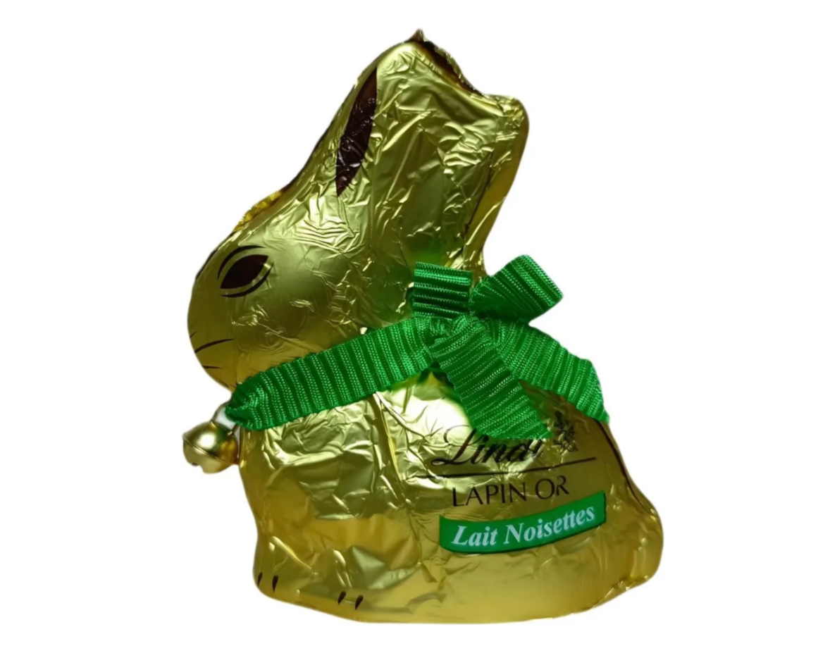 Шоколадный заяц Lindt Gold Bunny lait noisettes (молочный с фундуком ), 100 гр, Германия.
