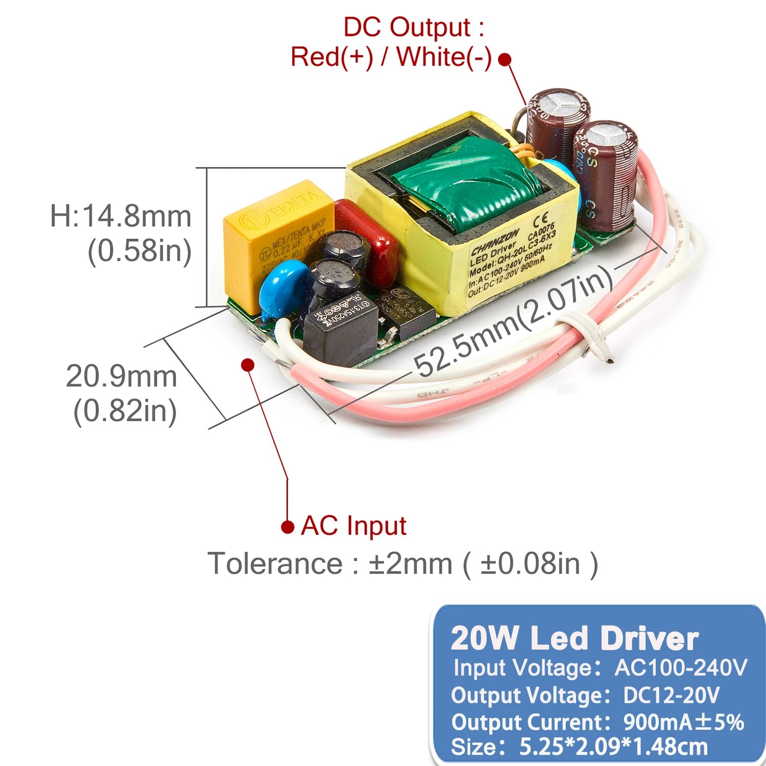 LED драйвер CHANZON 20W 12-20V 900mA