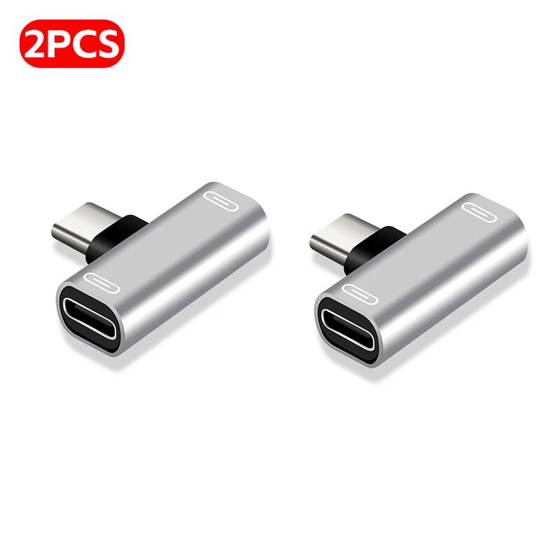 2/1 шт. USB-разветвитель типа C «папа» на двойной адаптер типа C «мама» 2IN1, зарядное Silvery-2PCS