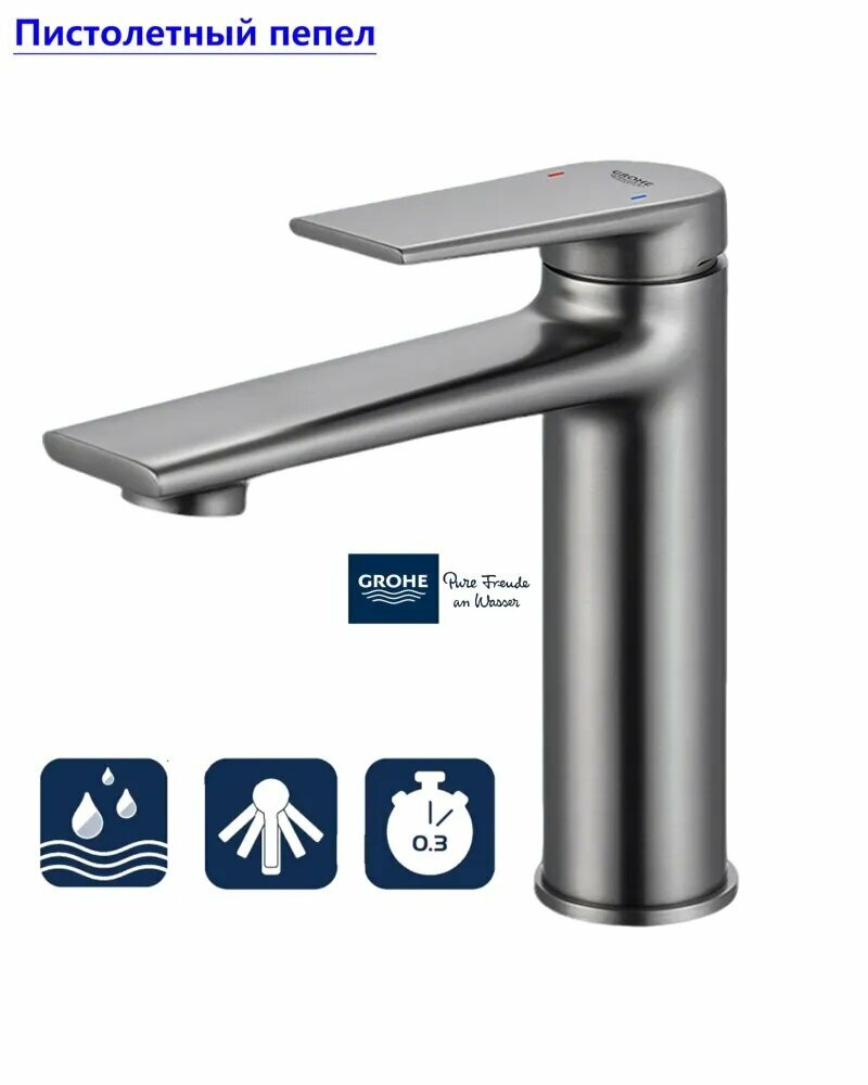 Смеситель для раковины GROHE, GY8888, Пистолетный пепел