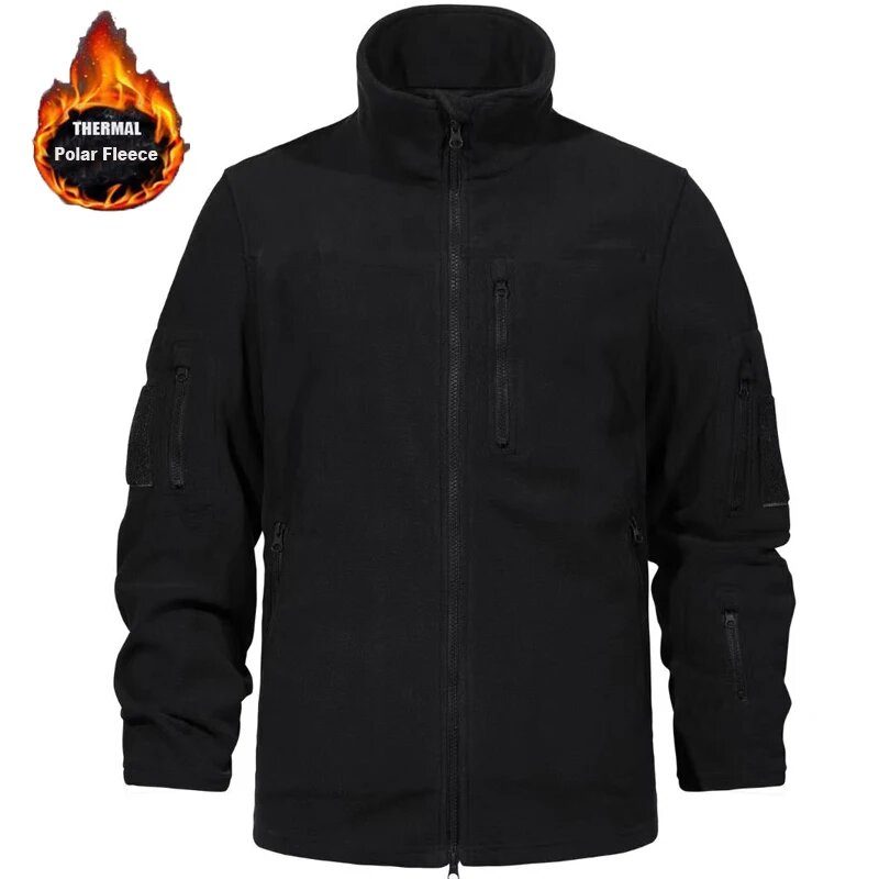 Мужская тактическая флисовая куртка Mazerout Черный, XXL, Black Polar Fleece
