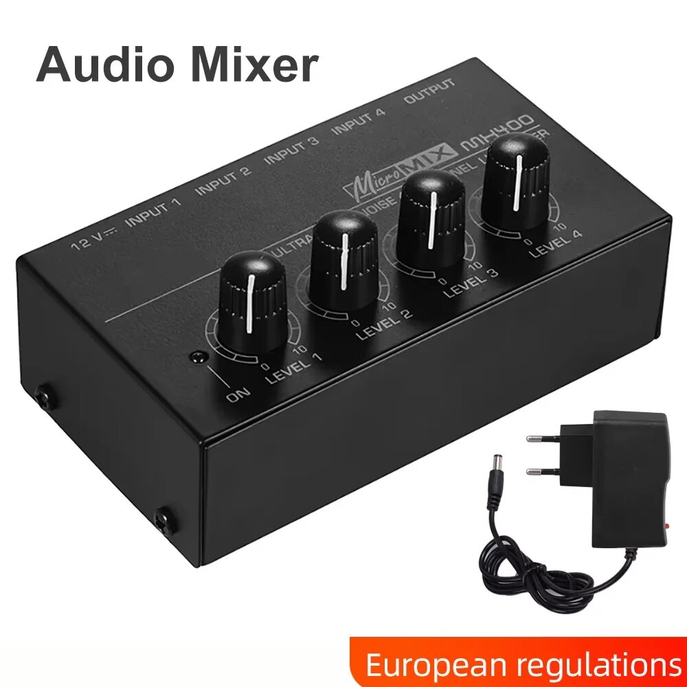 Аудиомикшер 4-канальный KEBIDUMEI MX400, EU Plug